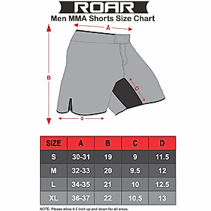 ROAR MMA Boxing Shorts Mixed Martial Art MUay Thai BJJ Grappling Fighting (Medium, Simple Black)