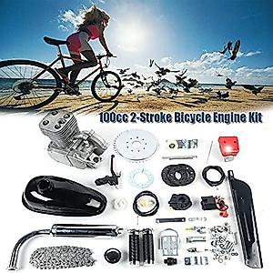 OUKANING 100cc 2-Stroke 44 Tooth Motorized Bicycle Kit Petrol Gas Motor 90# Air Cooling CDI Engine Set Suitable for Most 26" /28" Bikes