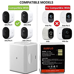 2-Pack Rechargeable Battery for Arlo Pro 3/Pro 4/Ultra/Ultra 2 Camera,Model A-4A,P/N:VMC4040 VMC4040P VMC5040 VMS4240P VMS4340P VMS4440P VMS4640P VMC4350B VMC4050P-100NAS 308-10069-01 VMC4040B100NAS