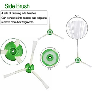 Replacement Parts and Accessories Compatible with iRobot Roomba i3+i4 i6+i7 i7+i8 i8+/Plus E5 E6 E7 I, E&J Series 2 Sets of Multi Surface Rubber Brushes 8 High-Efficiency Filters 8 Side Brushes…