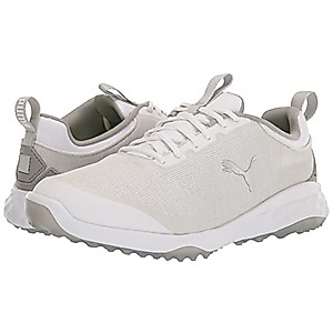 PUMA Golf Men's Fusion PRO Extra Wide Golf Shoe, Puma White-Puma Silver-High Rise, 9.5