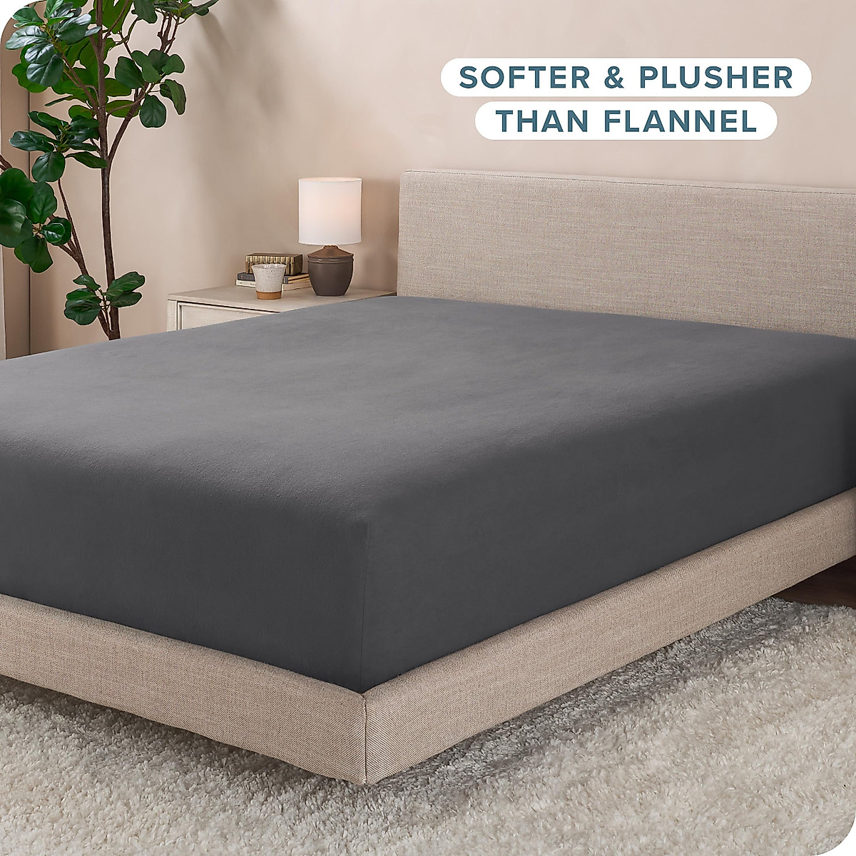 Bare Home Super Soft Fleece Fitted Sheet - Full Size - Extra Plush Polar Fleece - Deep Pocket - All Season Cozy Warmth (Full, Grey)