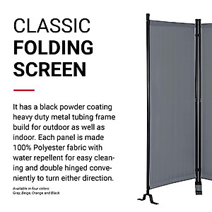 Proman Products - Galaxy II Section Divider, Water Repellent Fabric Room Divider with Black Powder Coated Metal Frame for Indoors or Outdoors, Small 50.25” Width (Grey)