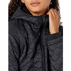 Amazon Essentials Women's Lightweight Quilted Full-Zip Water-Resistant Sherpa-Lined Hooded Puffer Jacket, Black, XX-Large