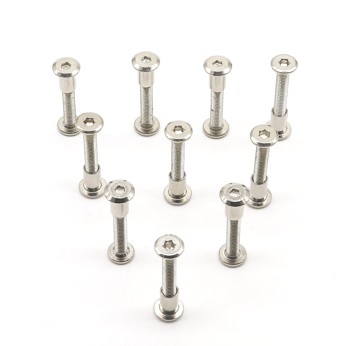 binifiMux 10-Pack M6-1.0 x 35mm Rivet Countersunk Hex Head Socket Cap Bolt and Barrel Nut for Furniture