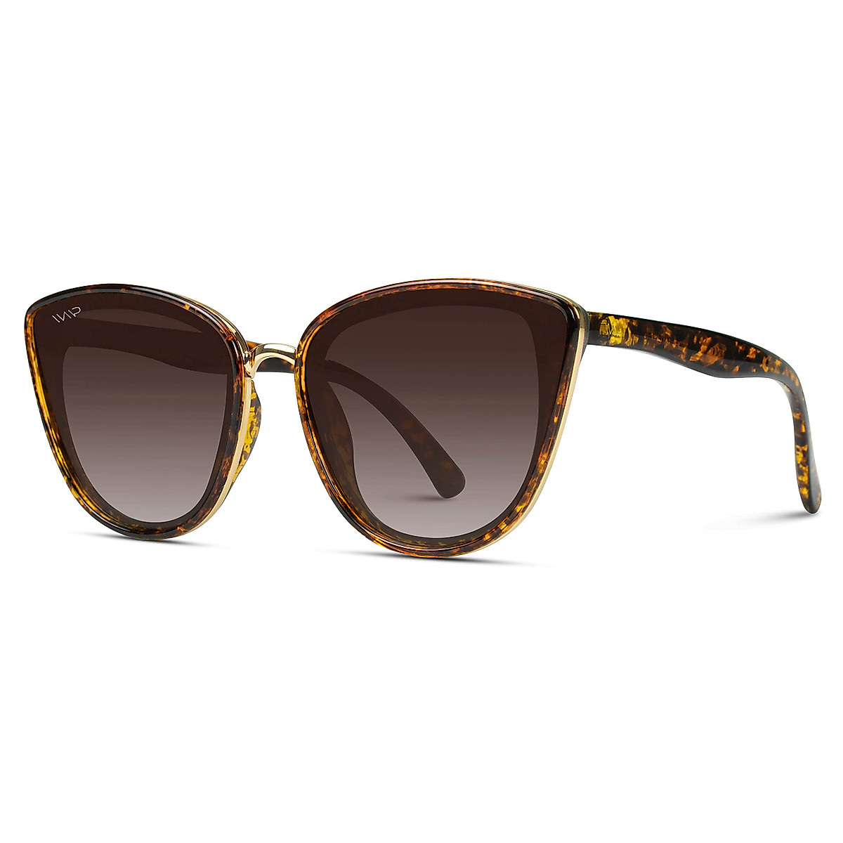 WearMe Pro - Women Full Lens Elegant Mirrored Lens Cat Eye Sunglasses (Tortoise/Brown Lens, 60)