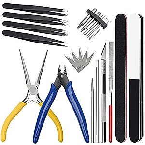 Catcan 17 Pieces Metal Puzzle Tool Set, DIY Metal Model Kit Including Clippers Edge Bending Tools Tab Twisting Tool Cylinder Cone Shape Bend Assist Tool 4 Metal Tweezers (17) (17)