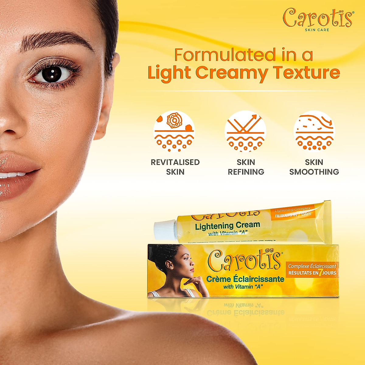 CAROTÏS Skin Brightening Cream - 1 fl oz / 30 ml - Brightening Cream For Face, Body, Hands, Elbows, Knuckles