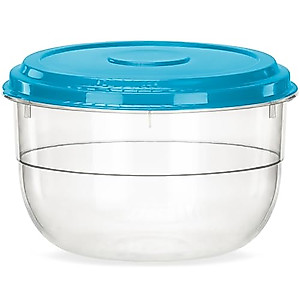 DecorRack 2 Pack XL Food Storage Containers, 5.75 Qt, BPA Free Plastic, 185 oz Heavy Duty Multipurpose Plastic Storage Container, Round Cake Dough Riser Bowl with Airtight Lid (2 pack, Blue)