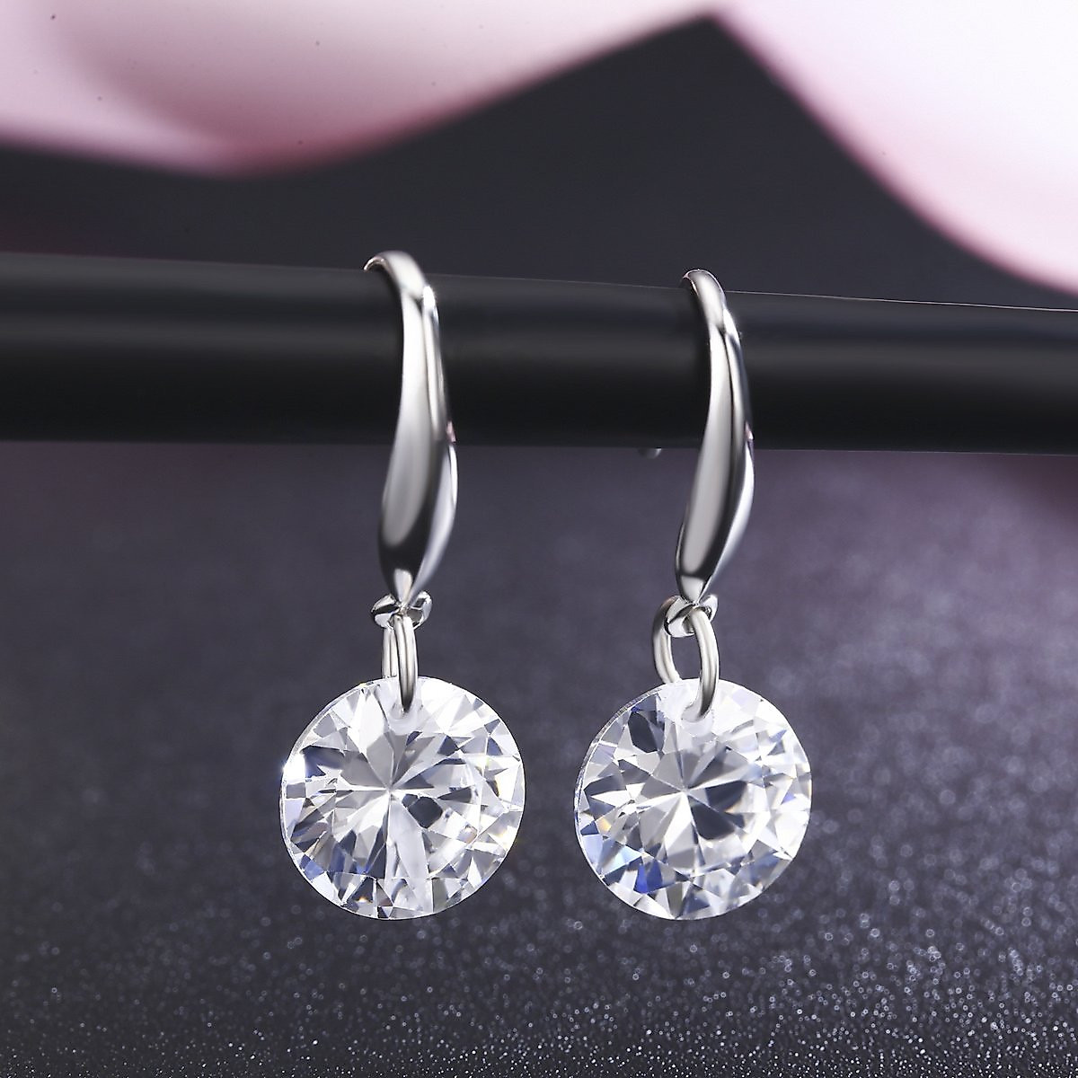 SBLING Platinum-Plated Sterling Silver Drop Earrings Made with Austrian Crystals