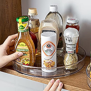2 Pack Pantry Cabinet Lazy Susan, 10.6" Plastic Rotating Spice Rack Makeup Turntable Organizer for Cabinet, Pantry, Fridge, Farmhouse and Kitchen