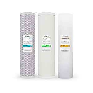 20" BB Whole House Whole House Anti Scale Filter Set - 20" x 4.5" Polypropylene Sediment, Phosphate Anti-Scale, CTO Carbon Block Water Filter pack, Total of 3 Filters