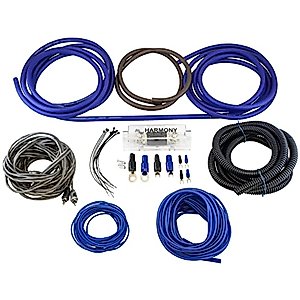 Harmony Audio HA-AK4 Car Stereo Complete 4 Gauge 1800W Amp Amplifier Install Kit - Nickel Plated