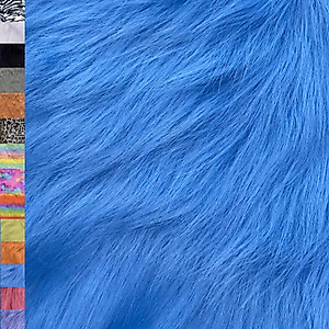 Highshion 3 Sheets Artificial Shaggy Faux Fur Fabric |9" x 12" | Camera Floor Chair Cover Seat Cushion for Any DIY Craft | Rectangular Patch Costume | Plush Crafting Sewing (9" X 12", Blue)