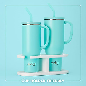 Swig Life 40oz Mega Mug, 40 oz Tumbler with Handle and Straw, Cup Holder Friendly, Dishwasher Safe, Extra Large Insulated Tumbler, Stainless Steel (Bits and Pieces)