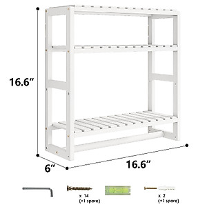 Galood Bathroom Organizers and Storage Towel Racks for Bathroom,3-Tier Wall Shelf Over Toilet Storage Multifunctional Adjustable Towel Holder Floating Shelves (White)