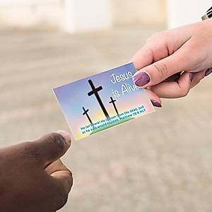 Jesus is Alive (Calvary), Matthew 28:6, Bulk Pack of 25 Affirmation Scripture Cards for Kids, Pass it On Christian Bible Verse Cards for Sunday School, Childrens Church, & Youth Group Ministry