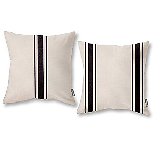 ONWAY Farmhouse Throw Pillow Covers 18x18 Rustic Indoor Outdoor Decorative Black and White Throw Pillows for Home Sofa and Couch, Set of 2