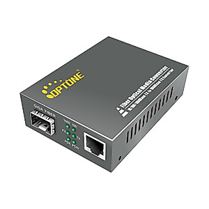 Gigabit Fiber to Ethernet Media Converter, OPTONE RJ45 Port 10/100/1000Base-Tx to 1000Base-LX Included SFP LX Transceiver SMF LC up to 20KM