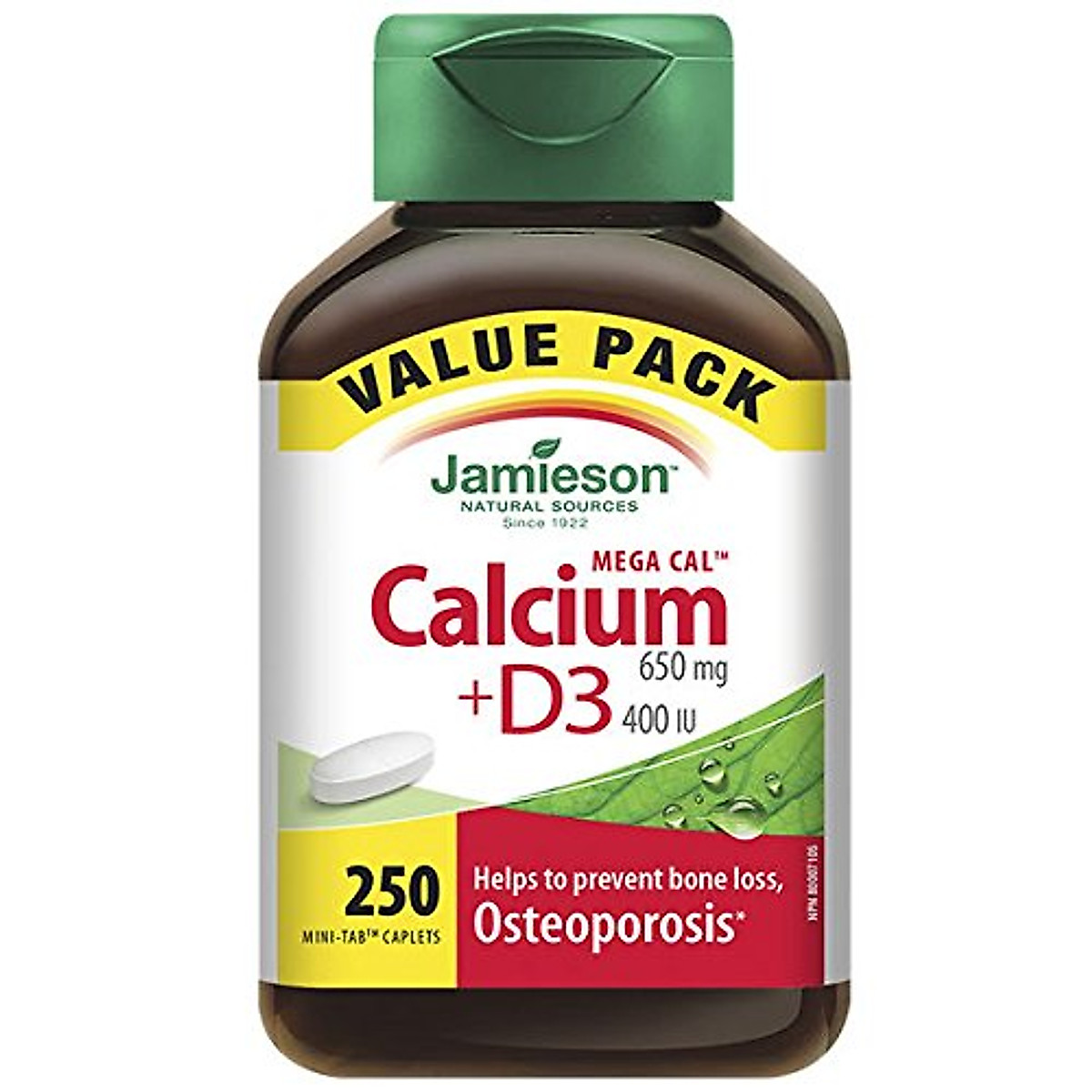 Jamieson Mega Cal™ Calcium 650 mg with Vitamin D, 250 tablets (Value Pack)