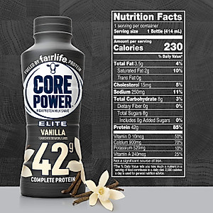 Fairlife Core Power Elite 42g High Protein Milk Shake, Flavor Variety, Strawberry, 14 Fl Oz (Pack of 12) & Vanilla, 14 Fl Oz (Pack of 12)