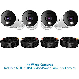 Night Owl Sp, Llc 8 Channel Bluetooth Video Home Security Camera System with (4) Wired 4K UHD Indoor/Outdoor Spotlight Cameras Audio and 1TB Hard Drive White, WM-BTD881-4LSA