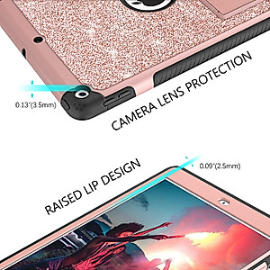 BENTOBEN case for iPad 9th / 8th/ 7th Generation 10.2 ( 2021/2020/2019) Glitter Sparkly 3 Layers Shockproof Kickstand Protective Tablet Cover, Rose Gold