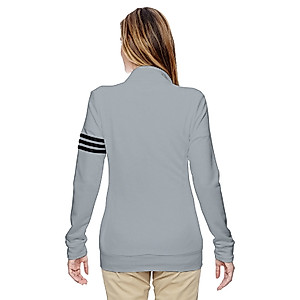 adidas Ladies' ClimaLite 3-Stripes French Terry Full-Zip Jacket, Chrome/ Black, X-Large