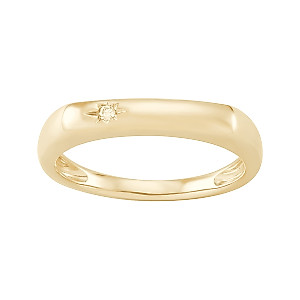 Welry Star Band Ring with Diamond in 10K Yellow Gold, Size 8, Size 8