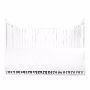 Tadpoles Crib Skirt with Tassel | 28" x 52" with a 14" Drop | Made of 100% Softly Brushed Microfiber Polyester | Easy to Care for | Soft, Smooth, Breathable & Durable | Ideal for Babies | White