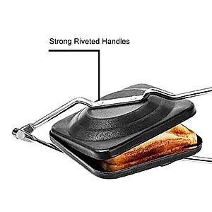 AnNafi® Sandwich Maker | Sandwich Press Grill For Gas/Stove | Non Stick Hand Toaster Pan For Hot & Crisp Grilled Cheese Sandwiches & Cubano | Easy to Use Cast Iron Flying Saucer For Outside Campfire