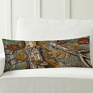 Lycomify Body Pillow Cover,Real Tree Camouflage Hunting Shirt Printed Long Pillow Cases Protector with Zipper Decor Soft Large Covers Cushion for Beding,Couch,Sofa,Home Gift 20"x54"