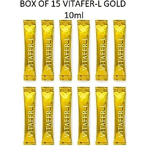 Vitafer-L Gold "AMC *100% Natural*. Box of 15 SACHETS of 10 ml - 0.33 oz Each Sachet