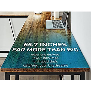 GreenForest L Shaped Computer Desk with Storage Shelves, 66 inch Modern Large Corner Gaming Desk for Home Office PC Workstation Space Saving Space, Walnut