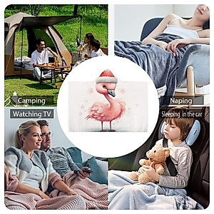 Hooded Blankets Flamingos Wear Santa Hats Wearable Hooded Blanket Cape Winter Flamingo Fleece Blanket Cloak Cape Blanket Fit for Kids Adults Teens for Couch Bed 40"x50" Spring Summer Blanket Hoodie