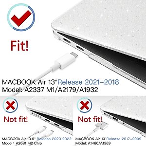 MEEgoodo Case for Macbook Air 13 inch 2021 2020 2019 2018 Released A2337 M1 A2179 A1932 with Touch ID, Thin Soft PC Hard Shell with Keyboard Cover Compatible with MacBook Air Case 13.3, Stars White