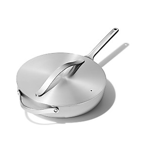Caraway Stainless Steel Sauté Pan (4.5 Qt) - 5-Ply Stainless Steel - Oven Safe & Stovetop Agnostic - Non Toxic, PTFE & PFOA Free