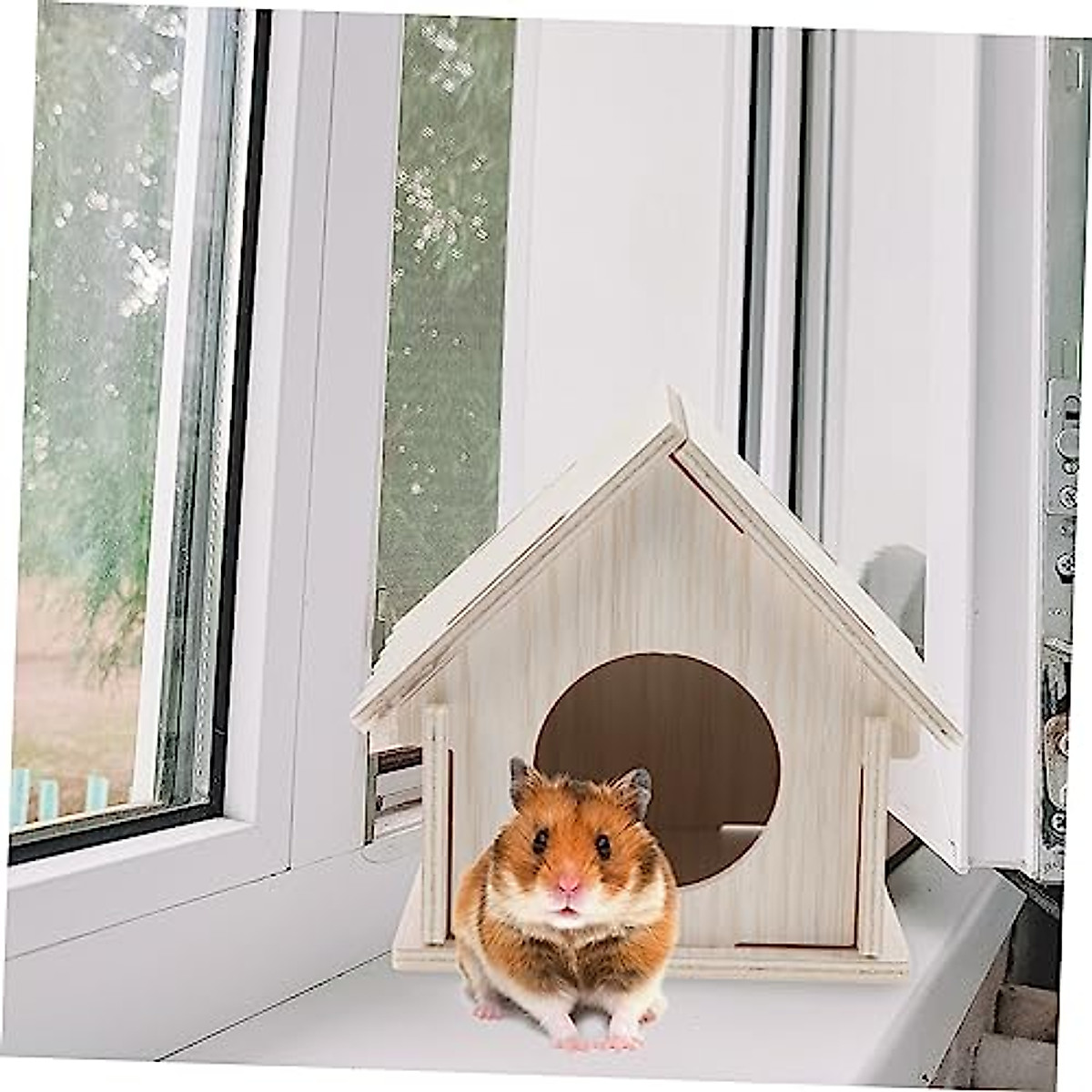 Balacoo 2pcs Wooden pet House Wooden Toys Hamster Toy Wooden House Hamster Accessories Chinchilla Hamster nest Small pet Small Animals Wooden cage Seesaw The Swing Multi-Layer Small House