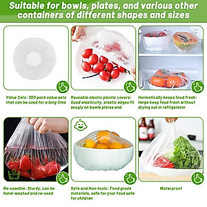 300Pcs Reusable Elastic Food Bowl Storage Covers, Sublaga Bowl Covers, Dish Plate Covers, Alternative to foil, Plastic Wrap,BPA Free