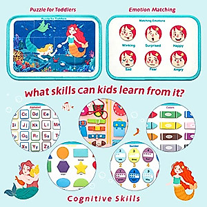 Giant Cabbage Busy Board Sensory Toys for Toddlers 2 3 4, Toddler Travel Activities Educational Toys, Montessori Toys for 2 3 4 Year Old Gilrs Boys Gift, Mermaid