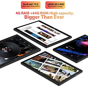 ANTEMPER Tablet 10.1 Inch Android 10 Tablets with 4G RAM, 64GB Storage, Octa-Core Processor, 4G Phone, 13MP Camera, Bluetooth, WiFi, GPS, Dual Sim Card Slot, HD Touchscreen, (Black)