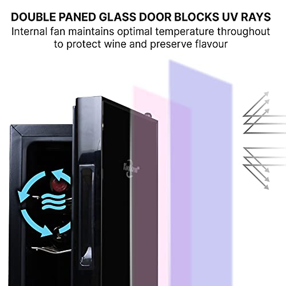 Koolatron 18 Bottle Slim Dual Zone Wine Cooler, Black Thermoelectric Wine Fridge, 1.9 cu. Ft (53L) Freestanding Wine Cellar, Red, White, Sparkling Wine Storage for Home Bar, Kitchen, Apartment, Condo