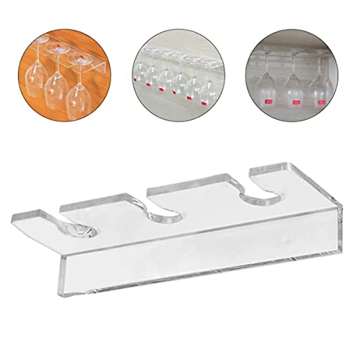 Cabilock 3 pcs Storage Transparent Wall-mounted Thickened Glasses Kitchen Wall Mounting Hanging Slot Rack Stemware Acrylic Cabinet Wine Hanger Cup Clear Barware Mounted for Bar Glass Under