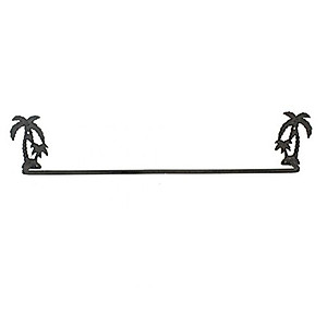 Hampton Nautical K-9014-cast-iron Cast Iron Palm Tree Bath Towel Holder 26" - Beach Bathroom Decoration - Beach Home Decorating