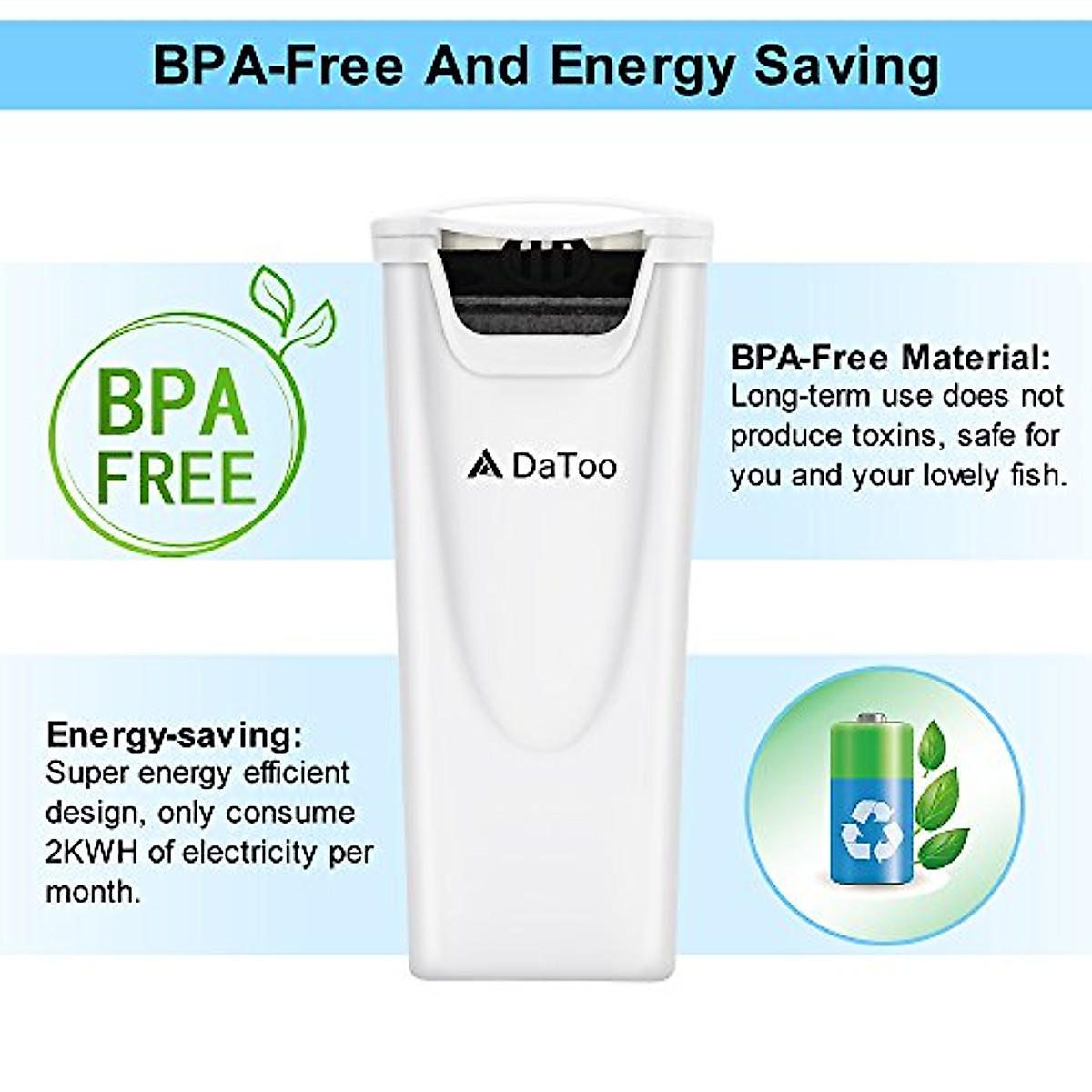 DaToo Aquarium Power Filter in-Tank Ultra Silent Small Fish Tank Filter 3W for Aquarium 1 to 10 Gallon Tank, 1 Yr Warranty