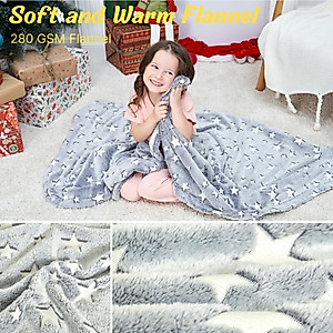Bood Glow in The Dark Blanket, Soft Kids Fuzzy Throw Blankets, for Boy and Girl, Personalized Blankets, Soft Fluffy Fleece Plush Furry Throw, Funny Presents(50"x60",Star Pattern)