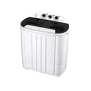 Intexca US Portable Twin Tub Mini Washing Machine w/ Spin and Dryer Function, Compact Design for College Dorms, Apartment, RV’s. Mini laundry Barrel Washer for Baby Clothes, Underwear, Delicates -Black