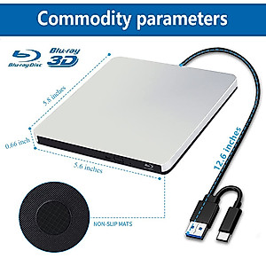 Dainty External Compatible with Read BD DVD CD Drive Portable 3D