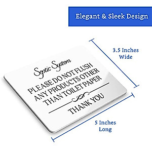 Septic System Do Not Flush Toilet Sign (White Acrylic 5 x 3.5 in) - Septic Safe Toilet Paper Sign - Do Not Flush Anything Except Toilet Paper - Do Not Flush Feminine Products Sign - Bathroom Signs for