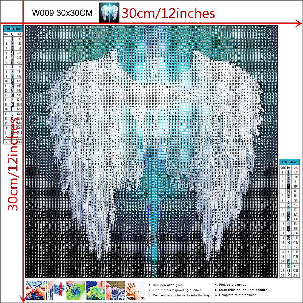 NIHO-JIUMA Feather Wings Diamond Painting Kit, 5D Full Diamond Art Gift for Adult, Home Decoration (30x30cm/12x12 inches)